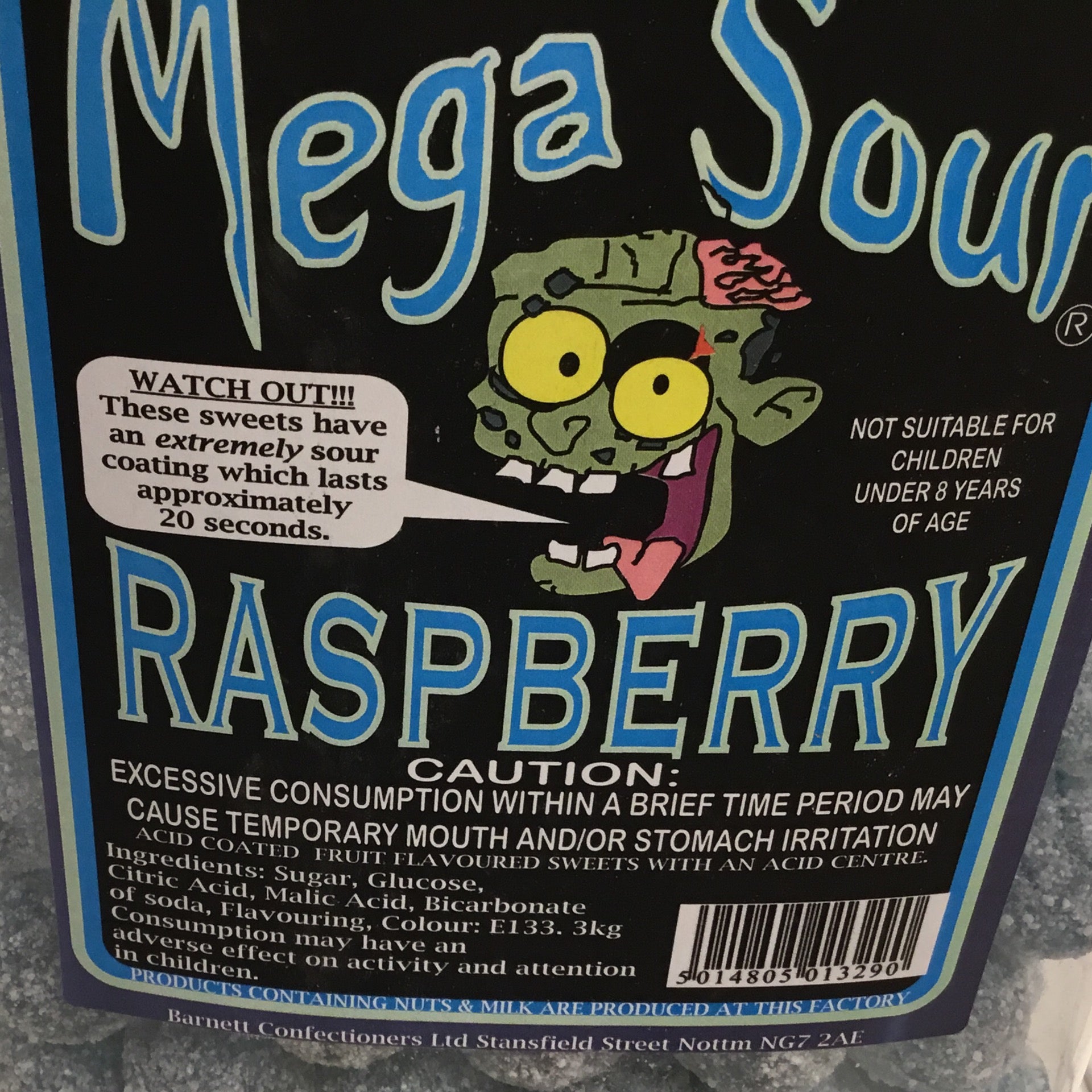Mega Sour Blue Raspberry Barnetts | Canberra Candy